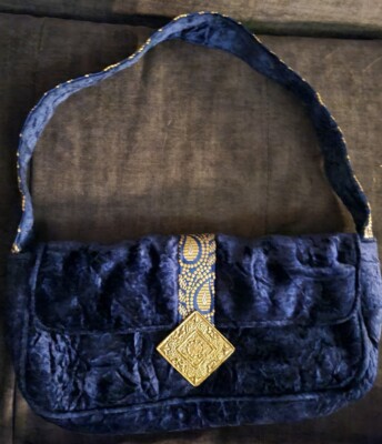 World Market Velvet Blue/Purple/Gold, Handbag Clutch Paisley Handle 🐇🆓️ ...