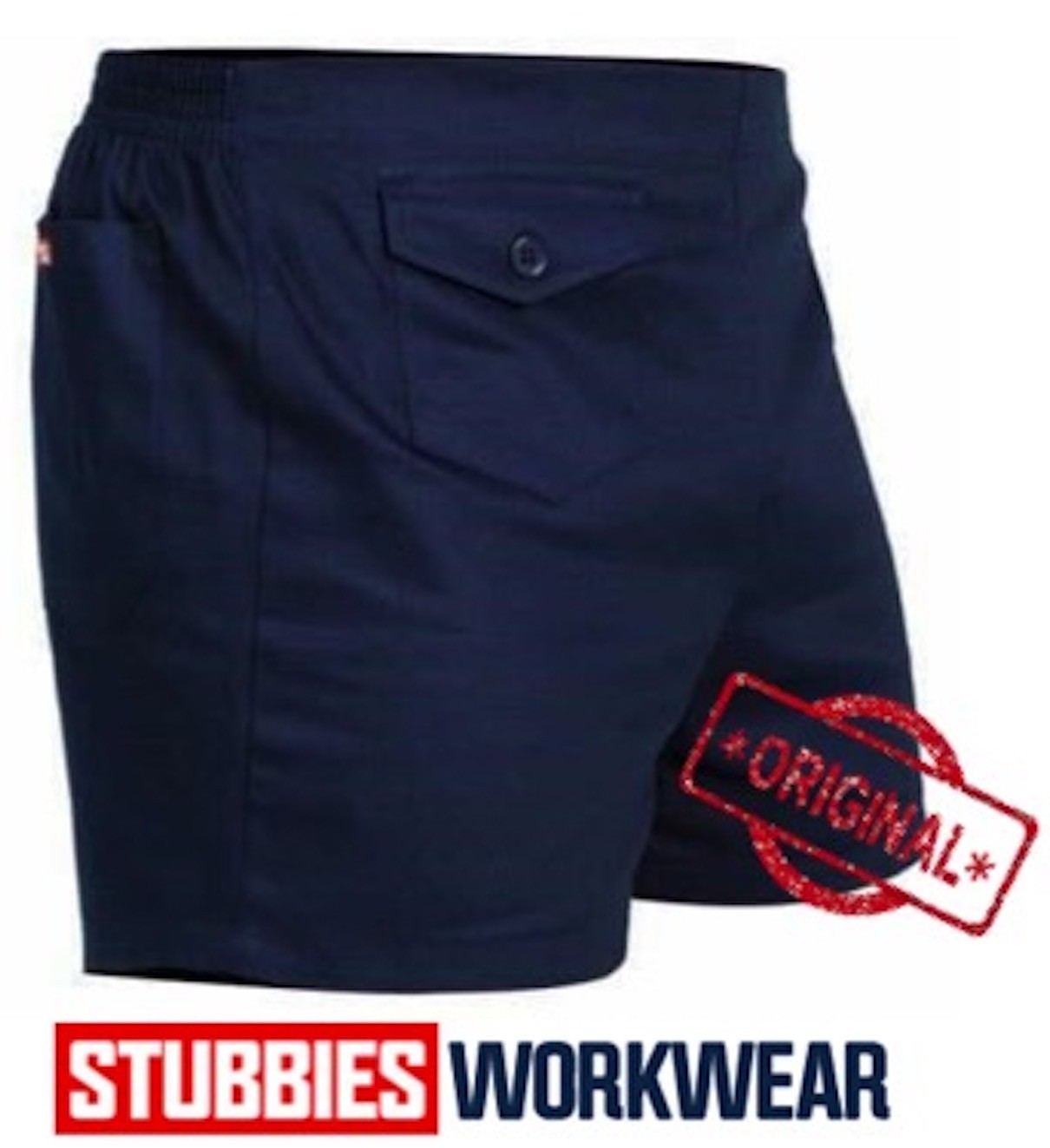 4 PACK - MENS STUBBIES "ORIGINAL" PLAIN FRONT ELASTIC BACK DRILL SHORTS ...