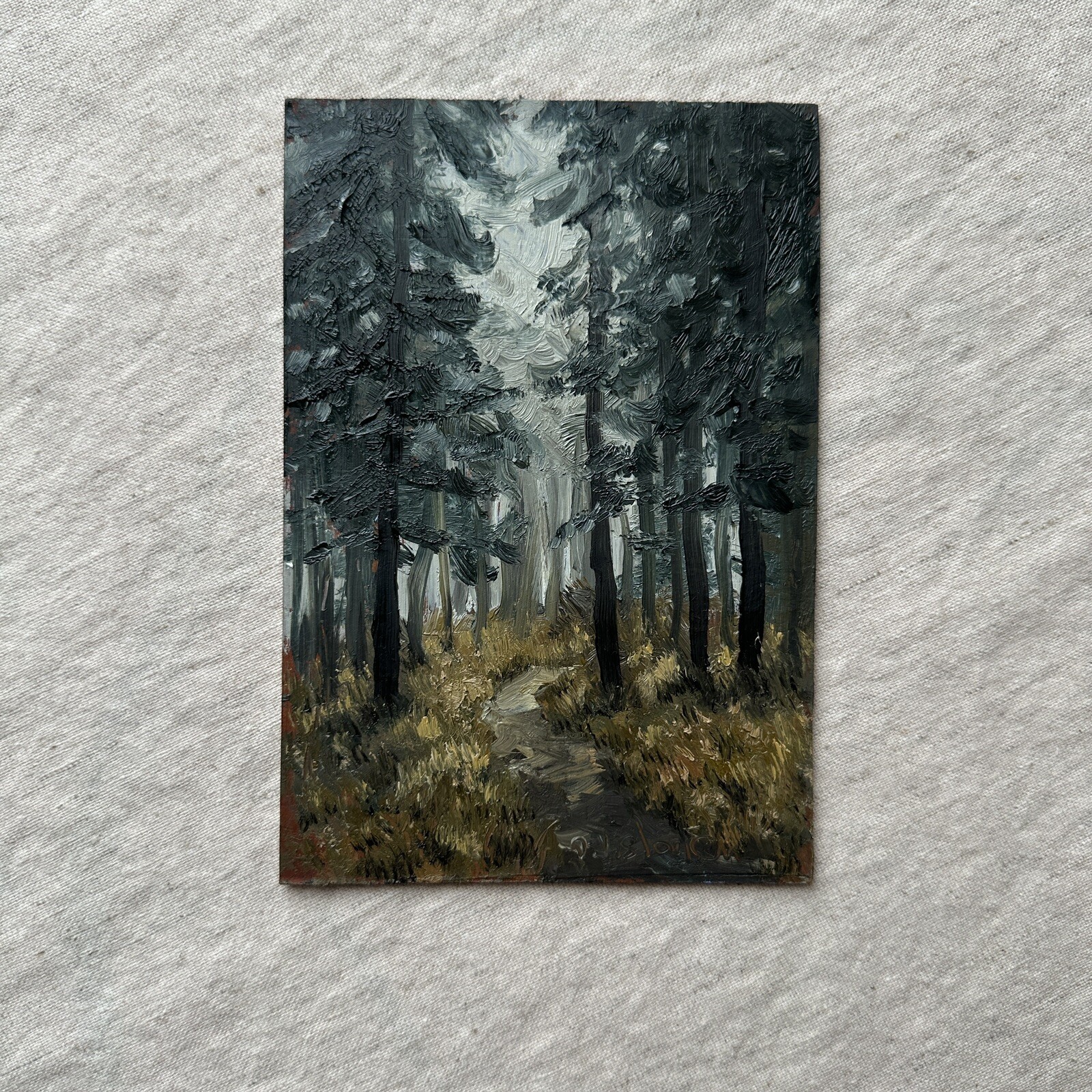 Small oil painting Forest painting Wood landscape 4x6 wall art | eBay