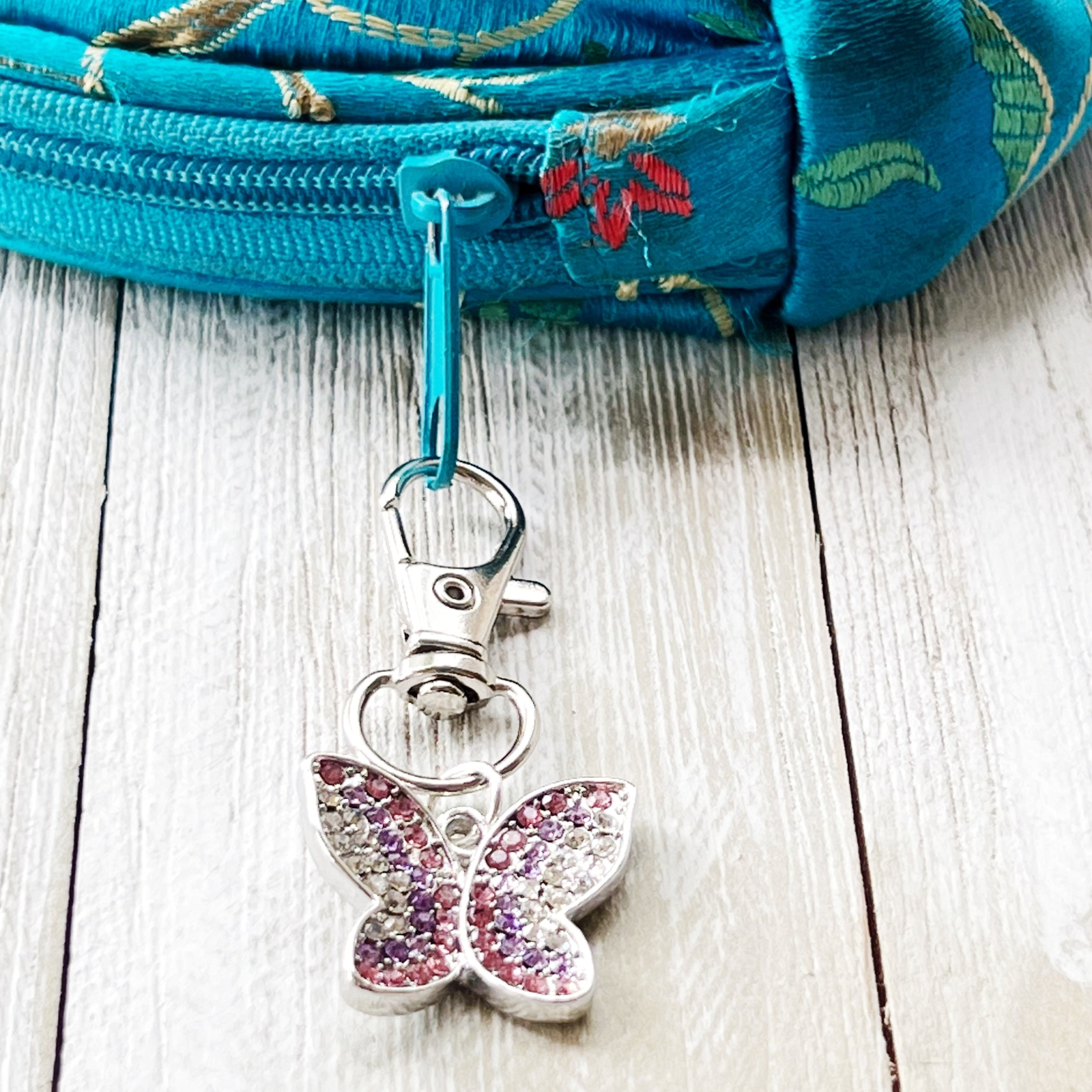 Butterfly Zipper Pull Keychain Charm with Rhinestones | eBay