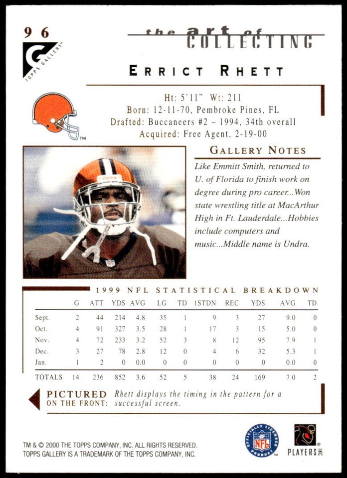 2000 Topps Gallery #96 Errict Rhett | eBay