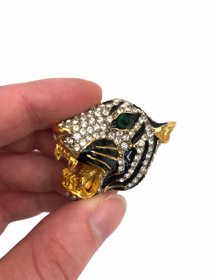 Vintage VTG Kenneth Jay Lane Tiger Jaguar Rhinestone Enamel Brooch Pin ...