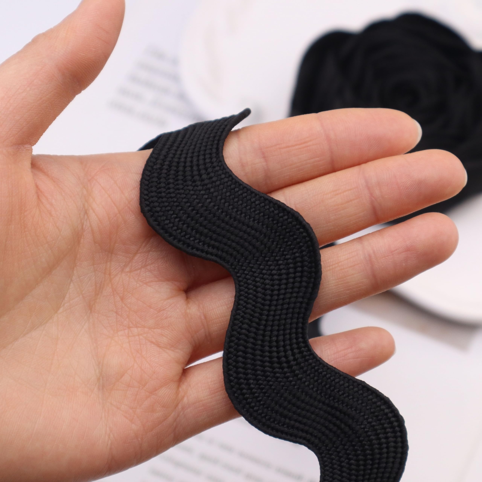 Rick Rack Wide Rick Rack Wave Bending Fringe Trim 4 Yards Black RIC Rac ...