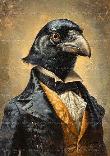 ELEGANT VICTORIAN CROW ART PRINT, Gothic Animal Bird Decor, Raven ...