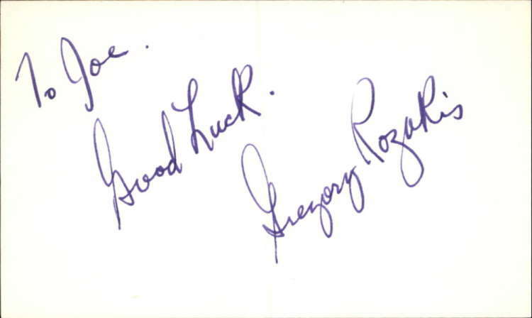 Gregory Rozakis d. 1989 Actor Death Wish Signed 3" x 5" Index Card | eBay