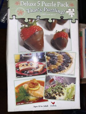 Deluxe Five 5 Puzzle Pack by Cardinal Includes 5-500 piece food related ...