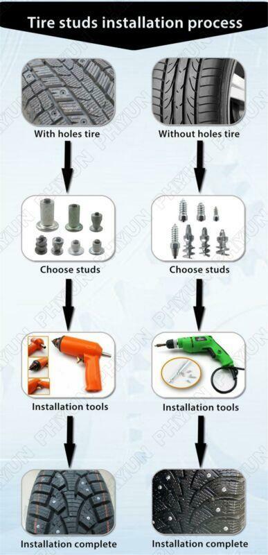 100pcs 9mm Car Motorcycle Bike Tire Studs Screws Spikes Winter Wheel ...