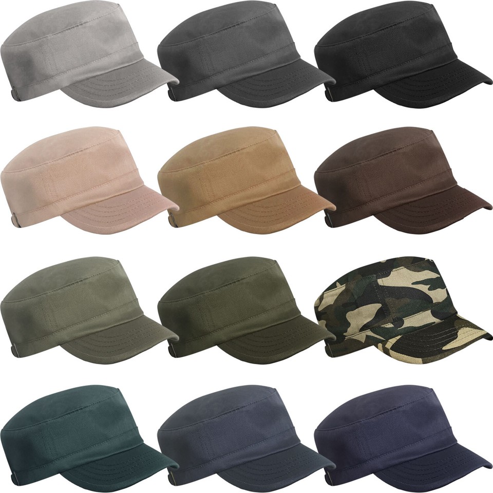 MILITARY ARMY CAP PLAIN COTTON CADET COMBAT HAT ADJUSTABLE UNISEX | eBay