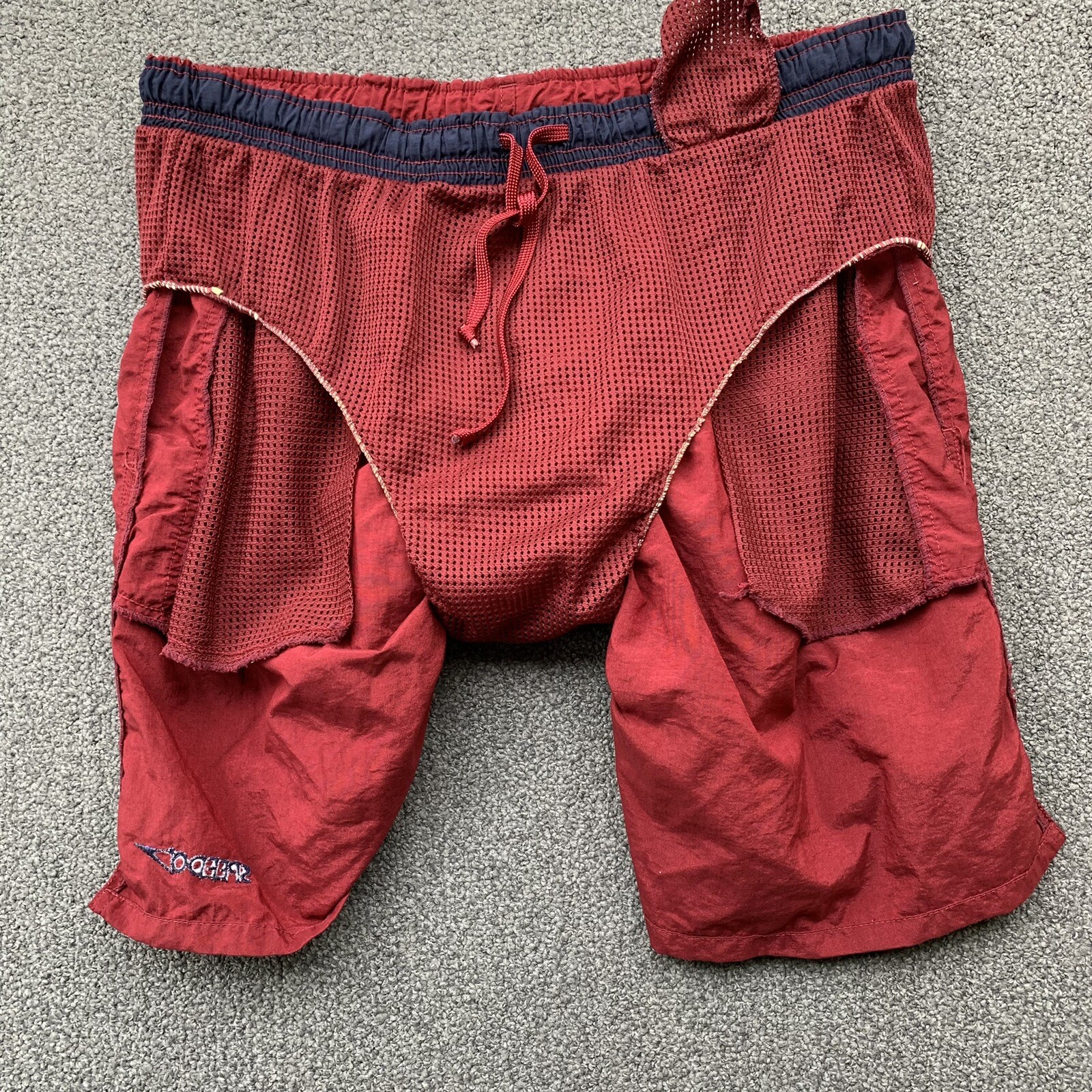 Vtg Speedo Mens Medium Spell Out Shorts Swim Trunks Maroon | eBay