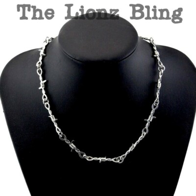 Punk Rock Emo Goth Silver Barbed Wire Chain Necklace or Pant Chain - 21 ...