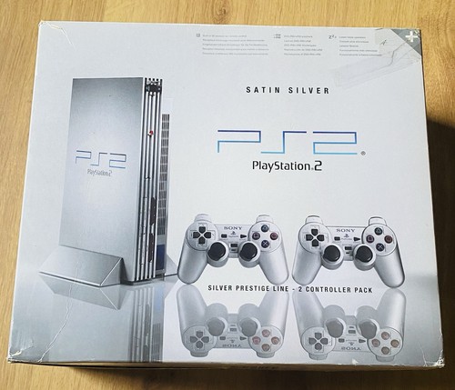 PlayStation 2 PS2 Satin silver - silver prestige Line - 2 controller ...