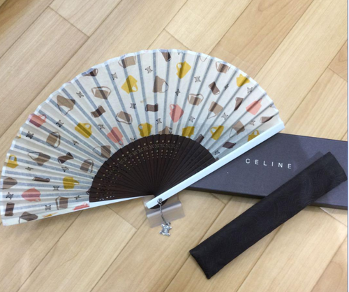 CELINE Novelty Bag Illustration FAN Folding Fan USED Limited Rare | eBay