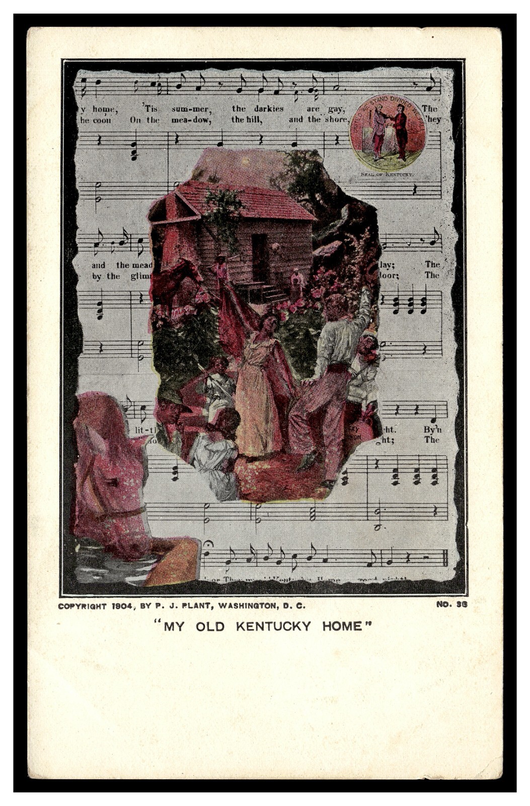 MY OLD KENTUCKY HOME POSTCARD UNUSED 1904 P.J. PLANT HORSE MUSIC NOTES ...
