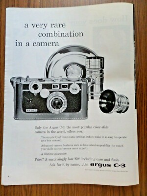 1957 Argus M3 Camera Ad Argus C-3 A Very Rare Combination in a Camera ...