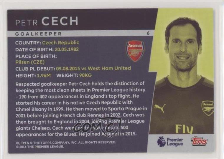 2017-18 Topps Premier League Platinum Petr Cech #6 | eBay
