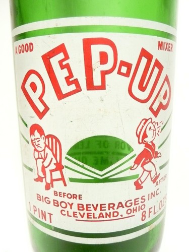 vintage ACL Soda POP Bottle - green PEP-UP of CLEVELAND, OHIO - 24 oz ...