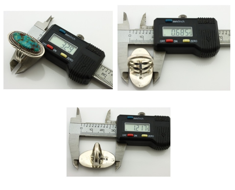 Navajo Ring 925 Silver Natural Turquoise Native Artist Signed M Begay C ...