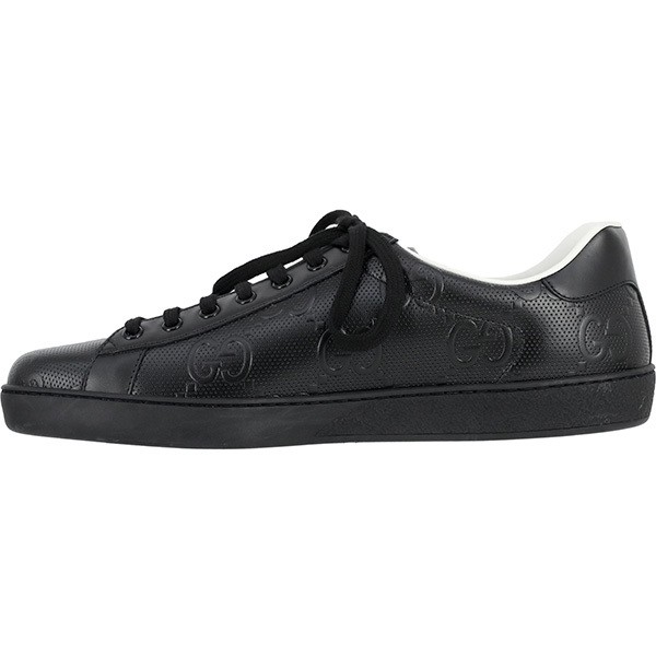 Gucci Ace Sneakers GG Embossed Punching Leather Black 6777 | eBay