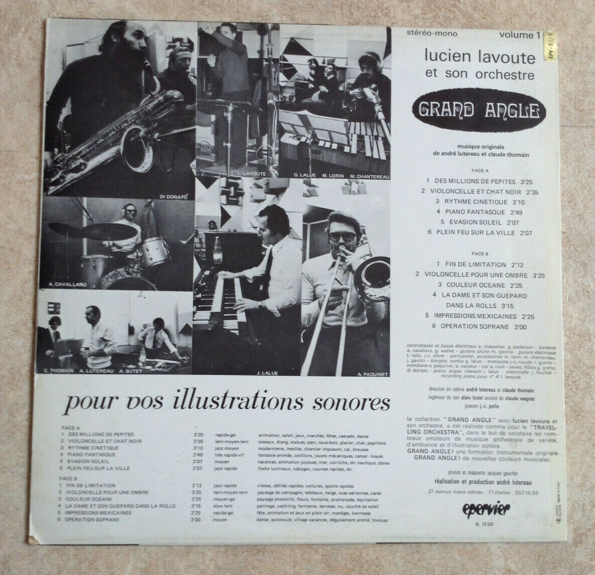 33 RPM L.Lavoûte Vinyl LP Grand Angle Vol 1 Cello Cat Black -epervier ...