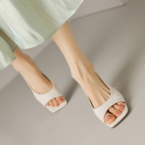 Women Peep Toe Platform Chunky Block High Heel Lady Slingback Pump 0317
