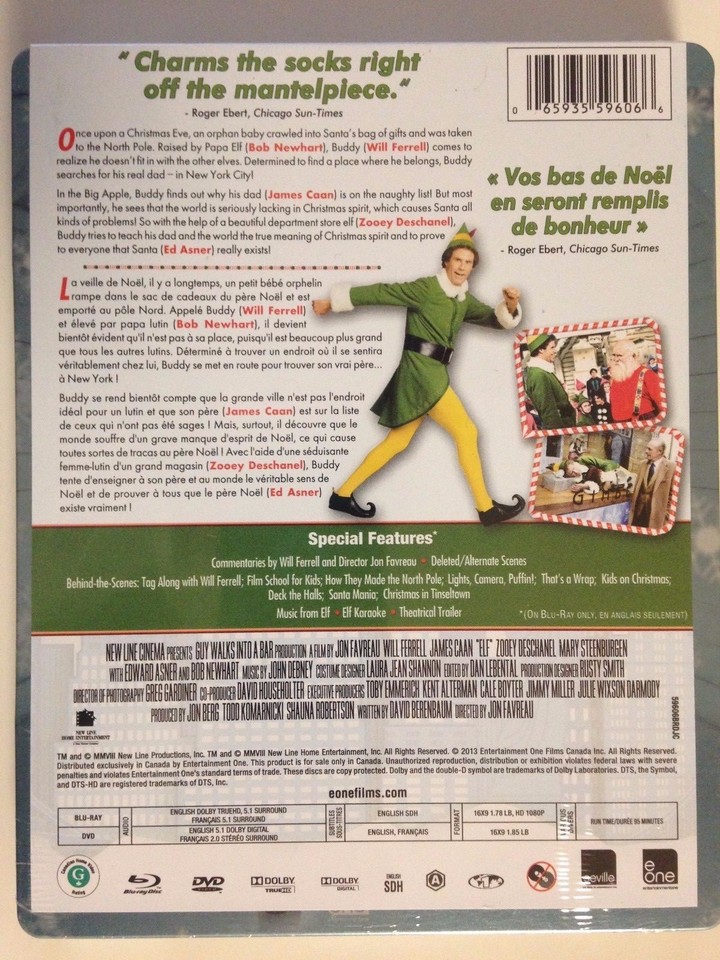 Elf (Blu-ray/DVD, 2013, 2-Disc Set, Canadian Steelbook) (NEW ...