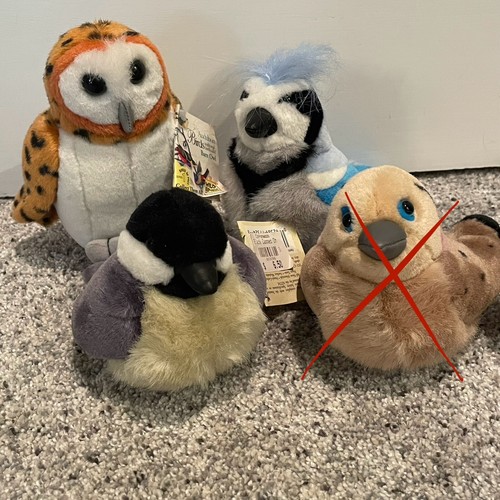 Lot of 3 Audubon Wild Republic Birds Stuffed Owl Blue Jay Chickadee NO ...