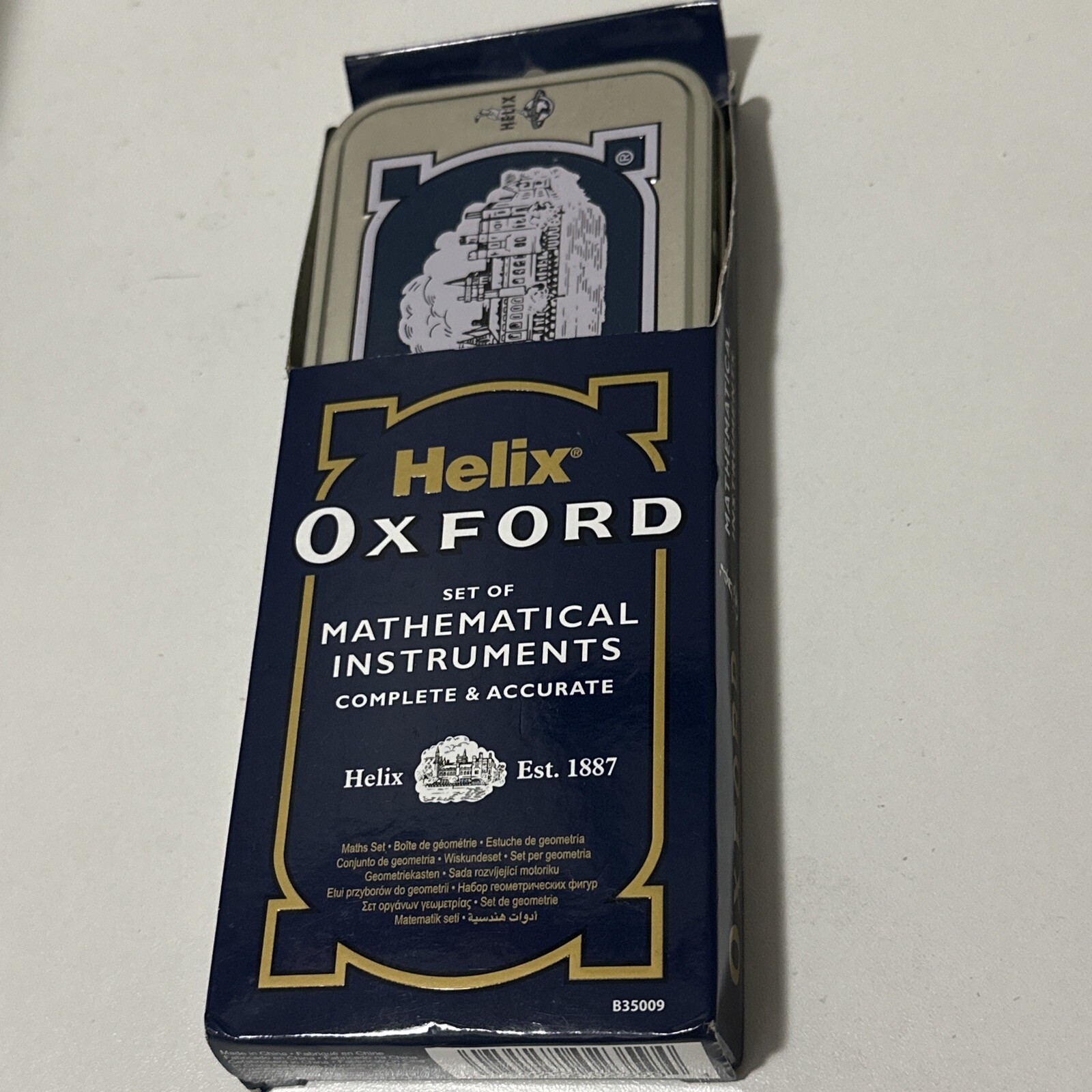 Helix Oxford Set Of Mathematical Instruments Tin Case Compass Pencil ...