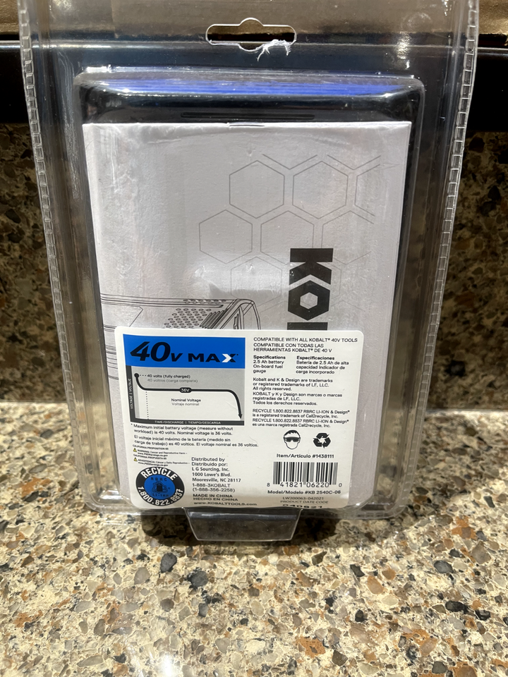 NEW! Genuine Kobalt 40V MAX Ultimate Output 2.5Ah Li-Ion Battery KB ...