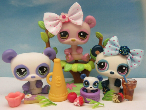 LITTLEST PET SHOP NO# 899 1021 PINK BLUE PURPLE PANDA BEAR + TEENSIE ...