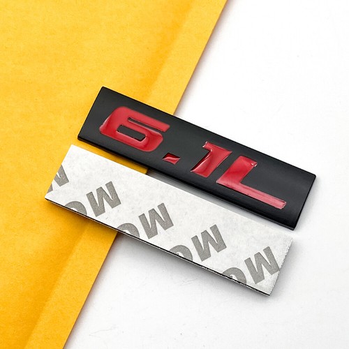 2x Black & Red 6.1L Car Emblem Metal V6 V8 Logo SUV Racing Engine Badge ...