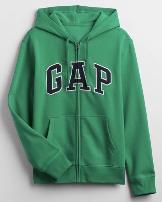 $50 GAP Men's Logo Zip HOODIE Sizes XS to M Color Varsity Green / Noir ...