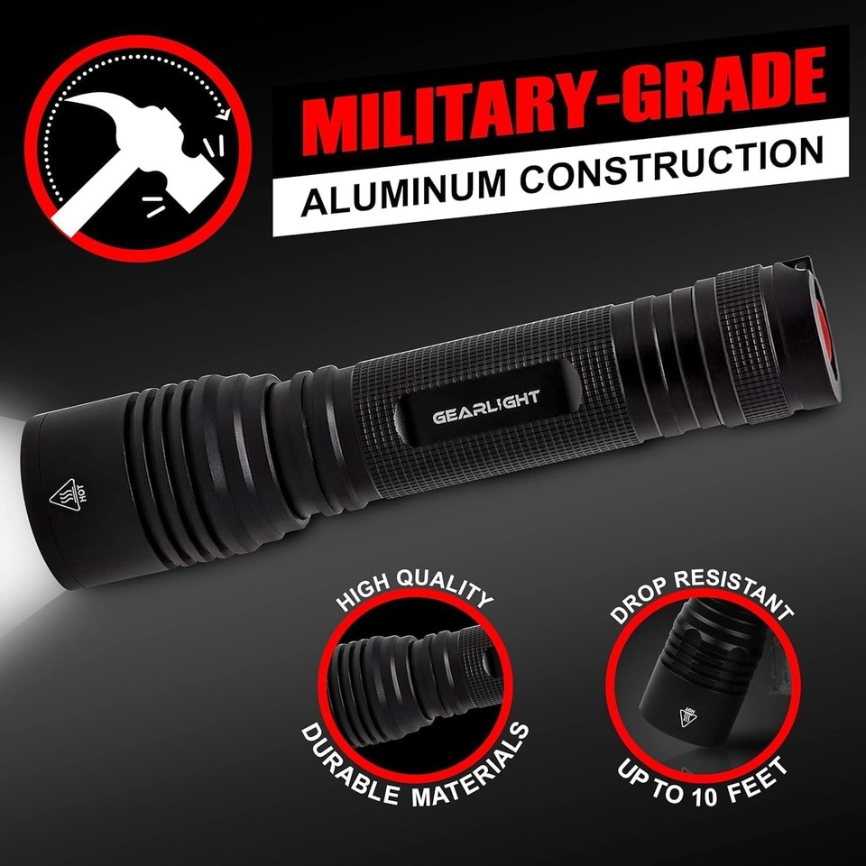 GearLight S2000 LED Flashlight High Lumens - Super Bright, Powerful ...