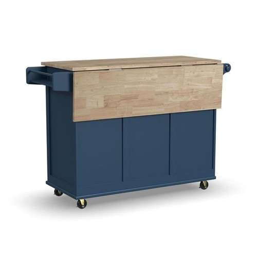 Pemberly Row Traditional Engineered Wood Kitchen Cart in Blue/Brass | eBay