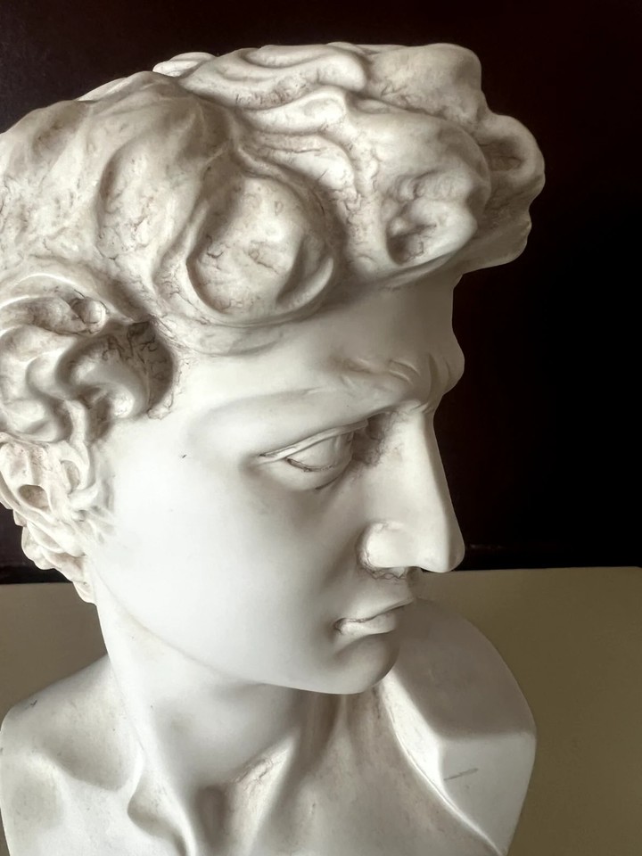 David Statue Sculpture Base Marble Signed Bessi Library Bust L 10 H 22 ...