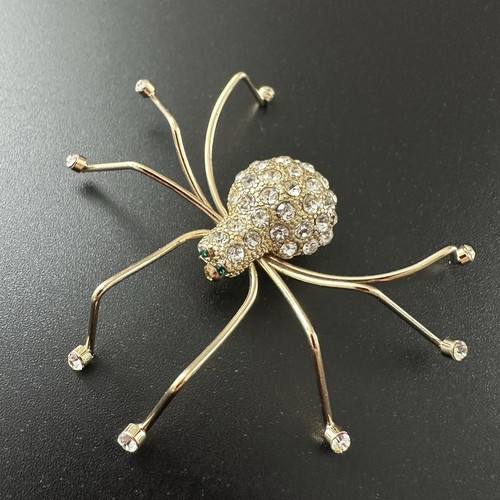 Vintage Large Spider Brooch Rhinestone Accents GoldPlated #191 | eBay