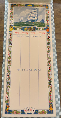 AUCTION & CONTRACT BRIDGE SCORE TALLY PAD 21 SHEETS VINTAGE 1920's, NEW ...
