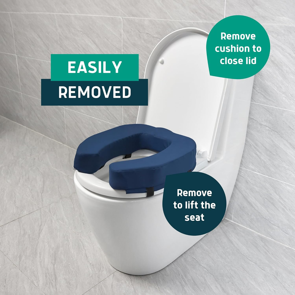 Toilet Seat Riser for Seniors - 3" Elevation & Comfort Cushion (Blue ...