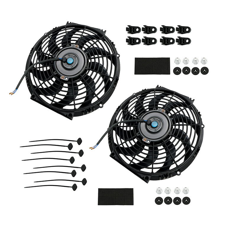 2PC 12" 12V Universal Slim Fan Push Pull Electric Radiator Cooling Fan ...