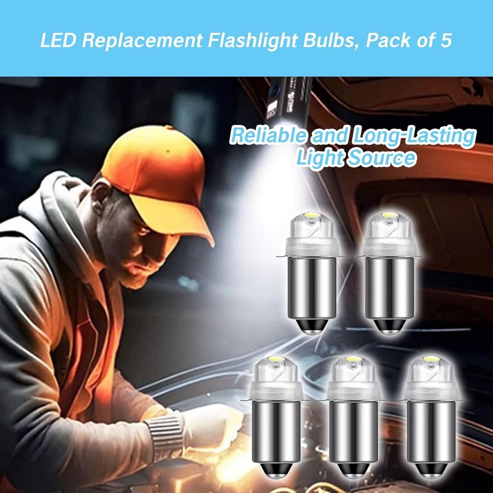 2 Pack Flashlight Bulbs 30 Lumen 3-Volt LED PR6 Replacement Bulb for ...