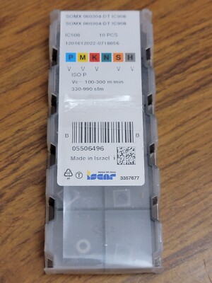 Iscar - 5506496 - SOMX 060304-DT IC908 - 10 Carbide Inserts - NEW | eBay