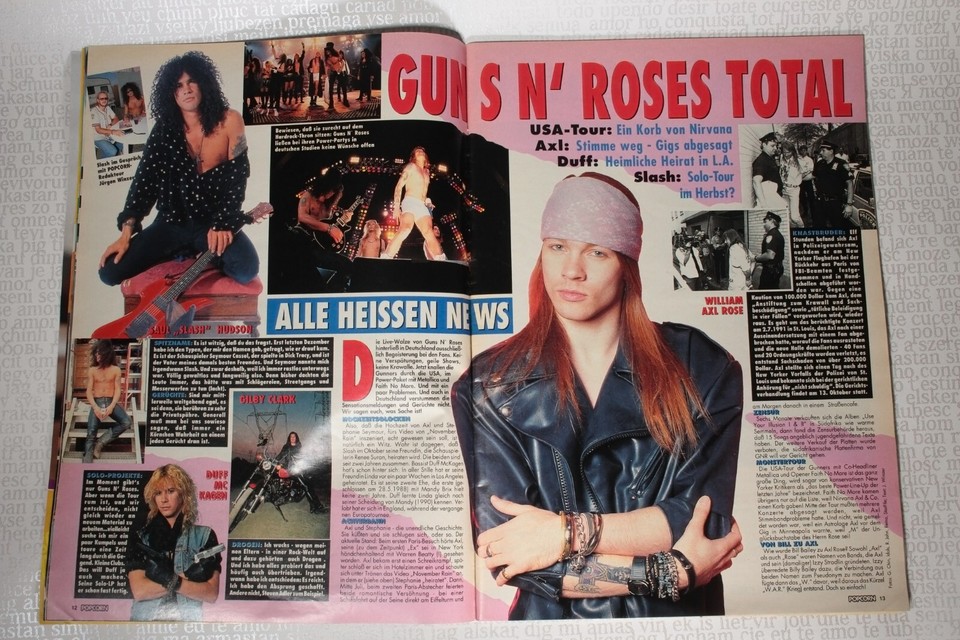 German POPCORN Magazine Sep 1992 : AXL ROSE cover, ROXETTE, KRISS KROSS ...