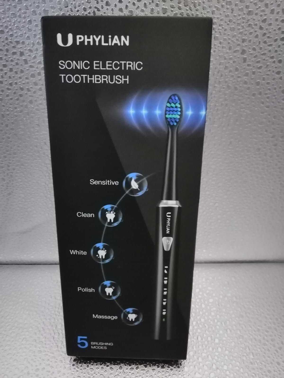 Phylian Sonic Electric Toothbrush Oral Black 8 heads 5 Modes ...