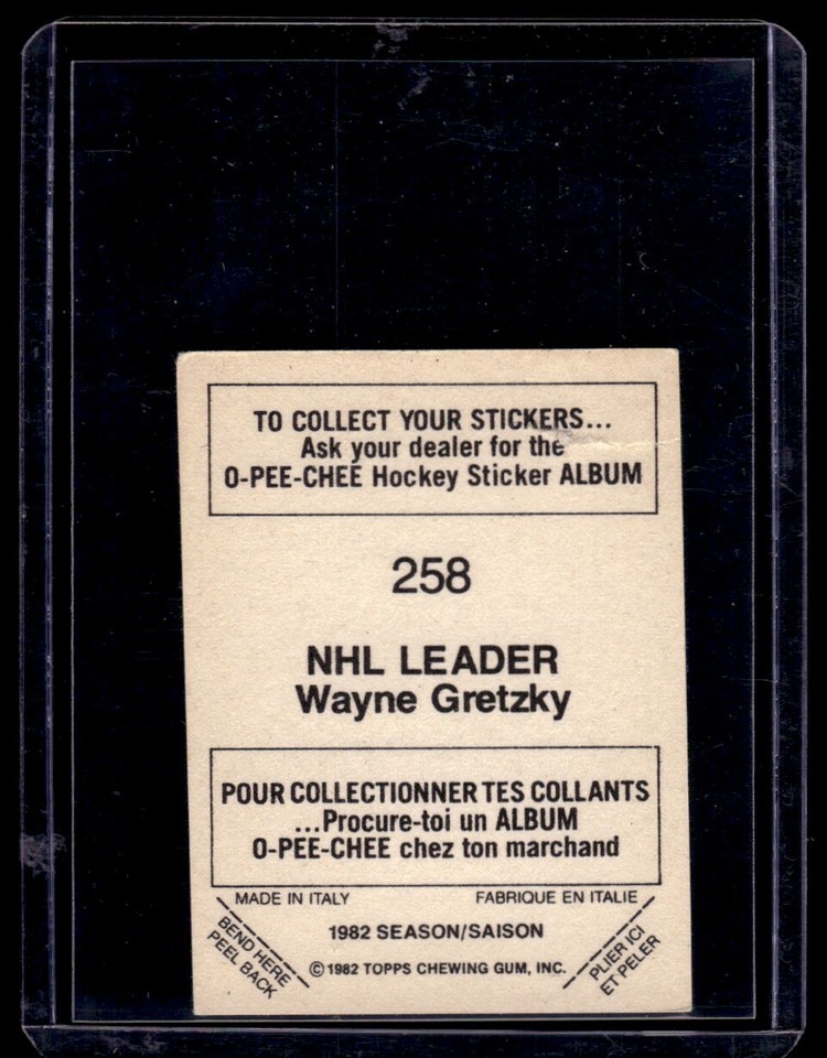 1982-83 O-Pee-Chee Stickers Wayne Gretzky Edmonton Oilers #258 | eBay