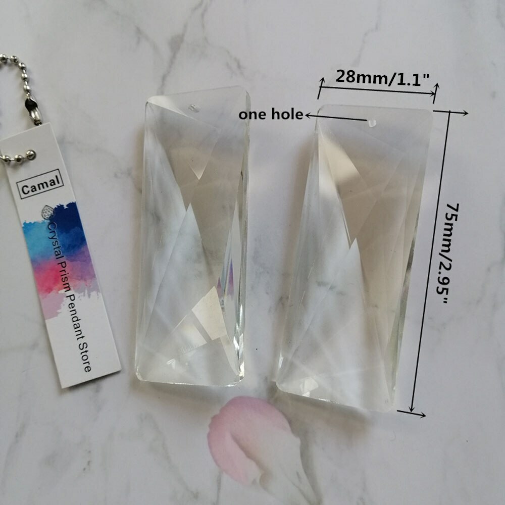 12pcs 75mm 1 Hole Faceted Rectangle Crystal Spacer Pendant Lamp Prism ...
