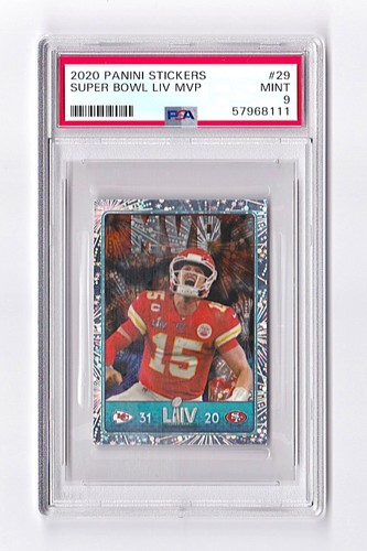 PATRICK MAHOMES 2020 PANINI STICKERS SUPER BOWL LIV MVP PSA MINT 9 KC ...
