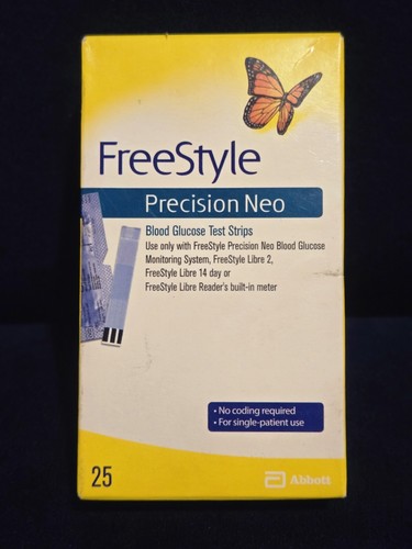 Freestyle Precision Neo Blood Glucose Test Strips (25 Counts) Exp 8/31 ...