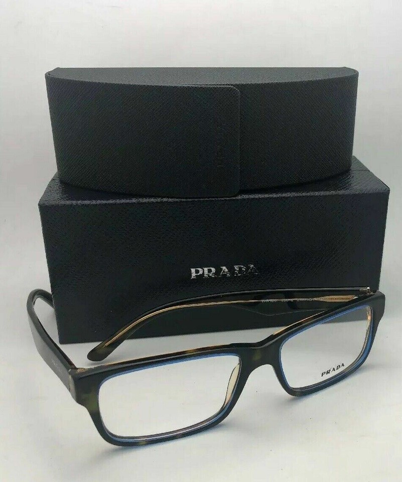 New PRADA Eyeglasses VPR 16M ZXH-1O1 55-16 Brown Tortoise & Blue Frames ...