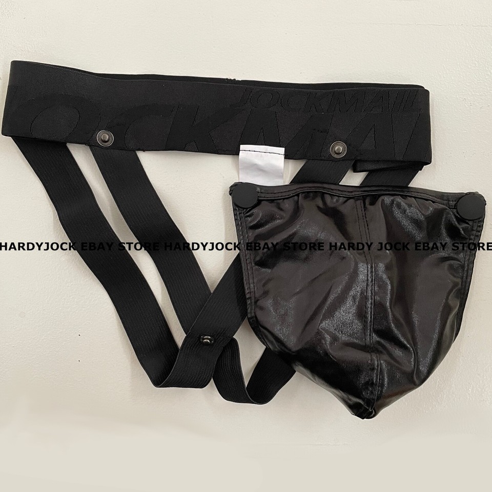 Jockmail Mens PU Rubber Coated Snap 0ff Pouch Jockstrap Underwear Jock ...