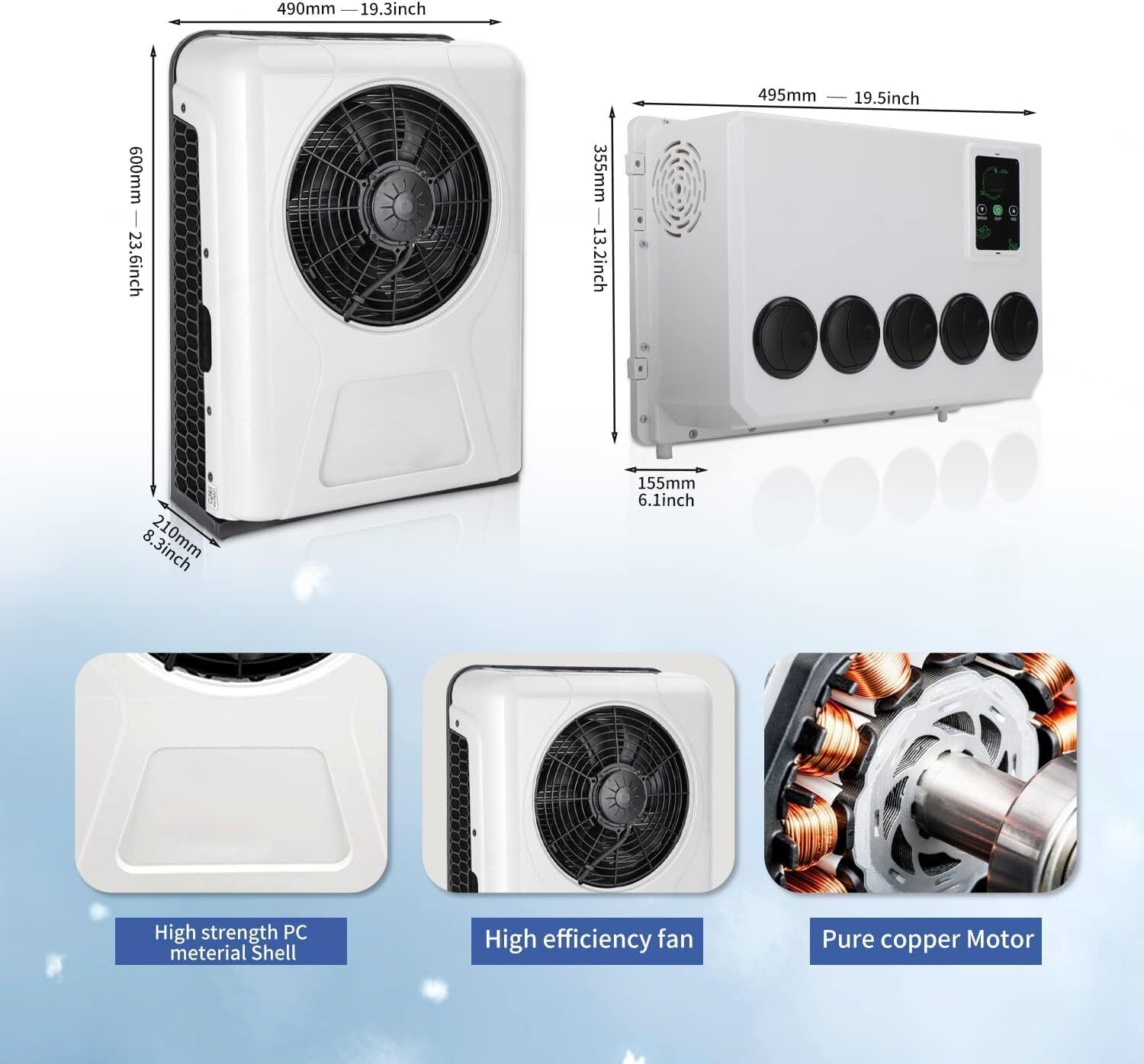 12V Electric Air Conditioner Universal Split A/C Kit For Semi Trucks RV ...