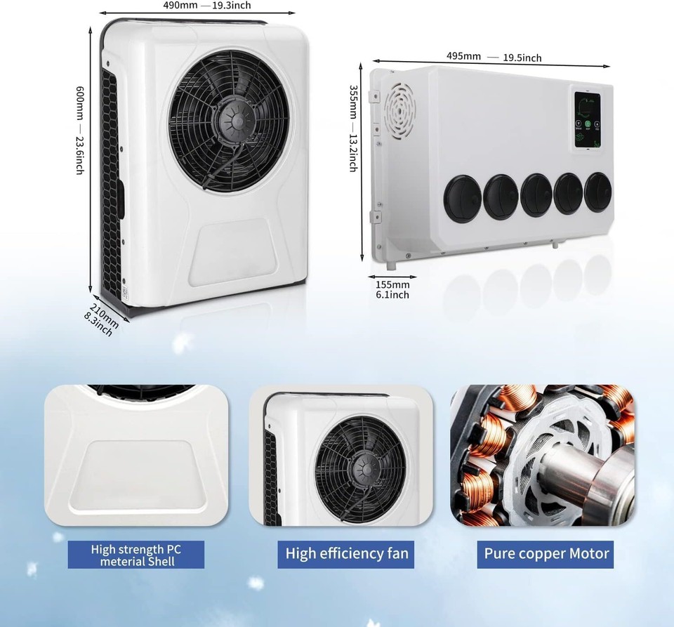12V Electric Air Conditioner Universal Split A/C Kit For Semi Trucks RV ...